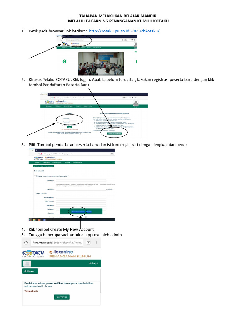 Tutorial E-Learning Penanganan Kumuh Kotaku | PDF