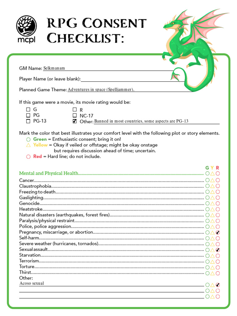 Consent in Gaming Form Fillable Checklist | PDF | Law