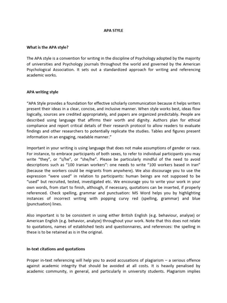 APA Style Writing Guide | PDF | American Psychological Association ...