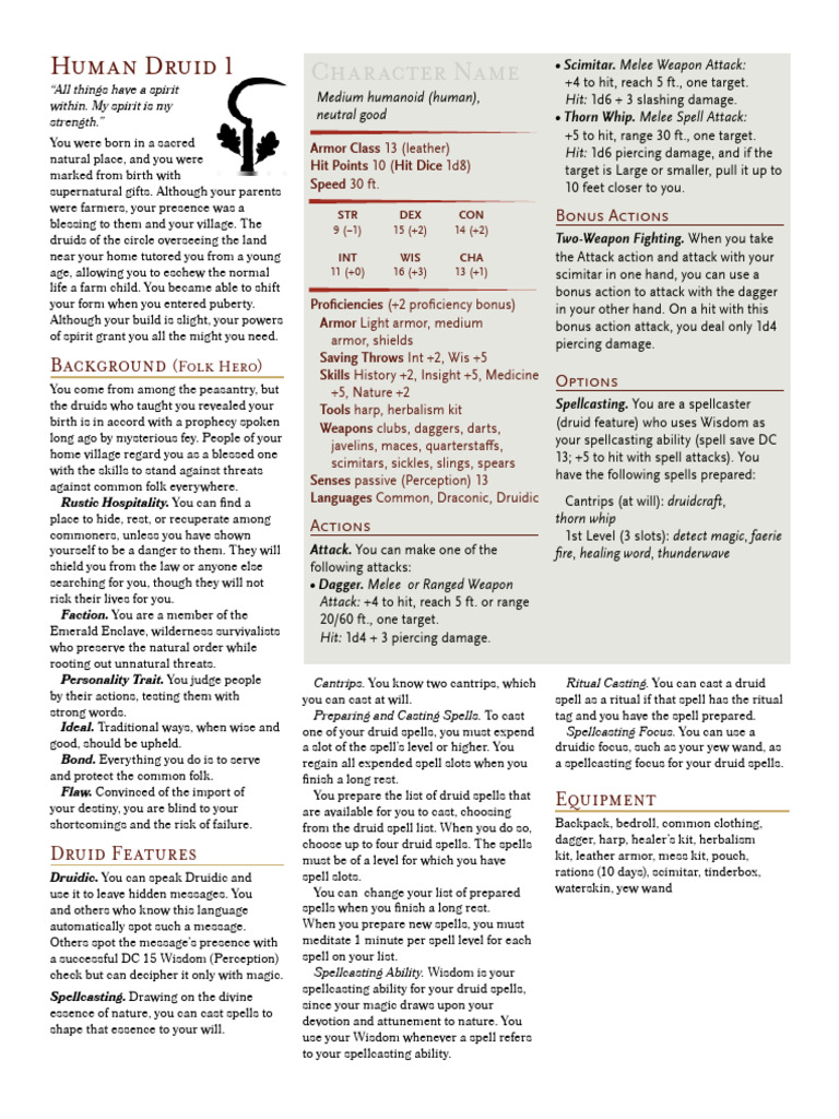 Human Druid | PDF