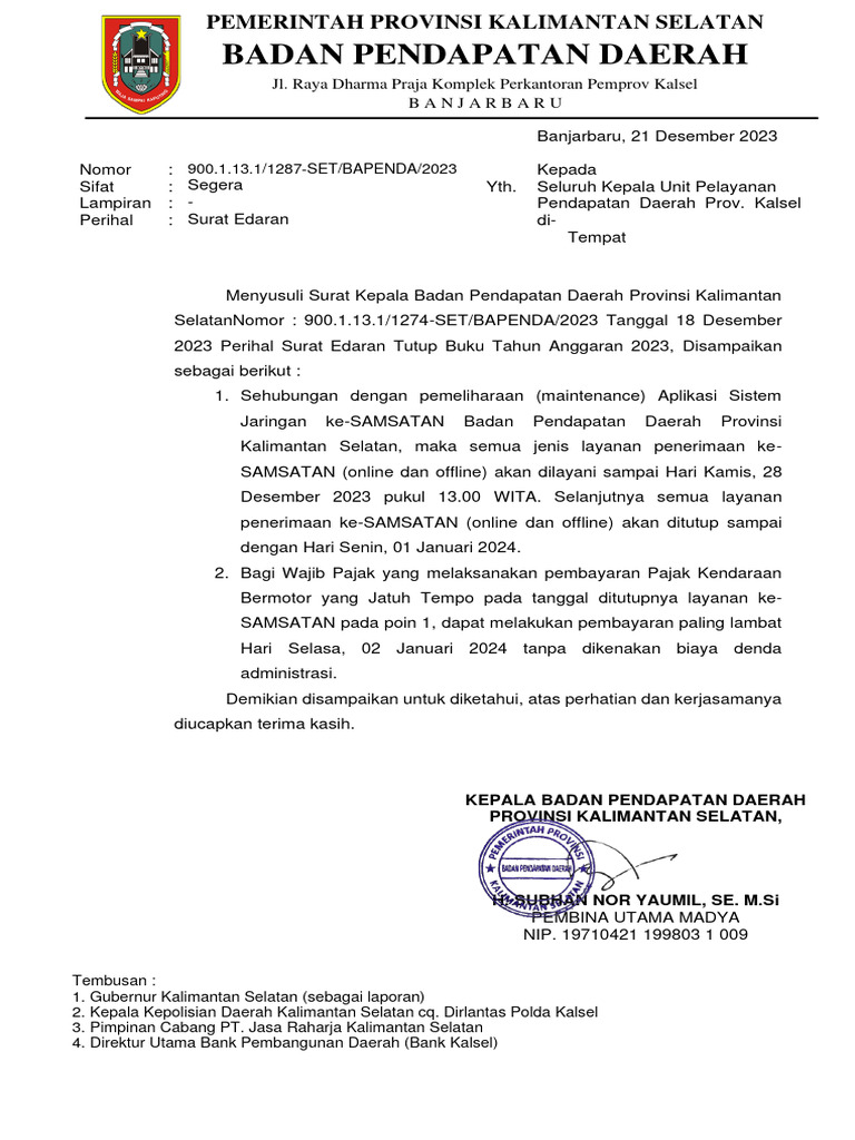 Surat Edaran Signed | PDF