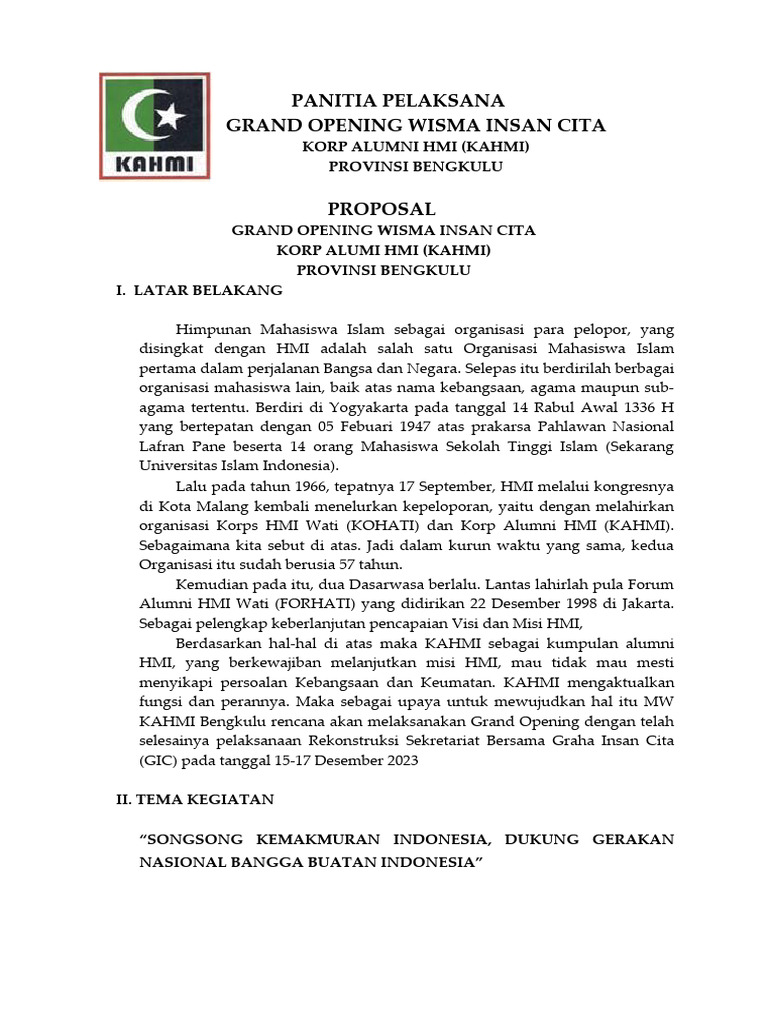 Proposal Grand Opening Gic | PDF