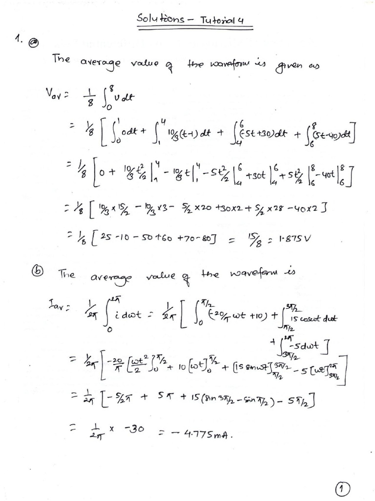 Solutions Tutorial4 | PDF