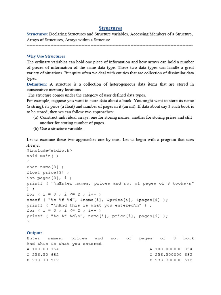 Structures | PDF | Data Type | Computer Data
