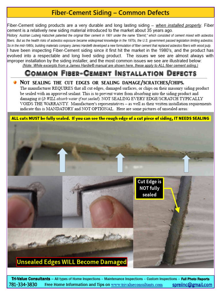 TIP SHEETS - Fiber-Cement Siding - Common Defects | PDF | Building ...