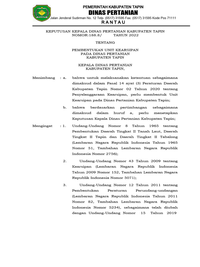 SK Unit Kearsipan | PDF