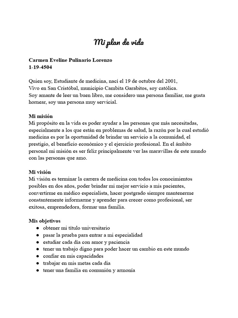 Mi Plan de Vida | PDF | Autosuperación