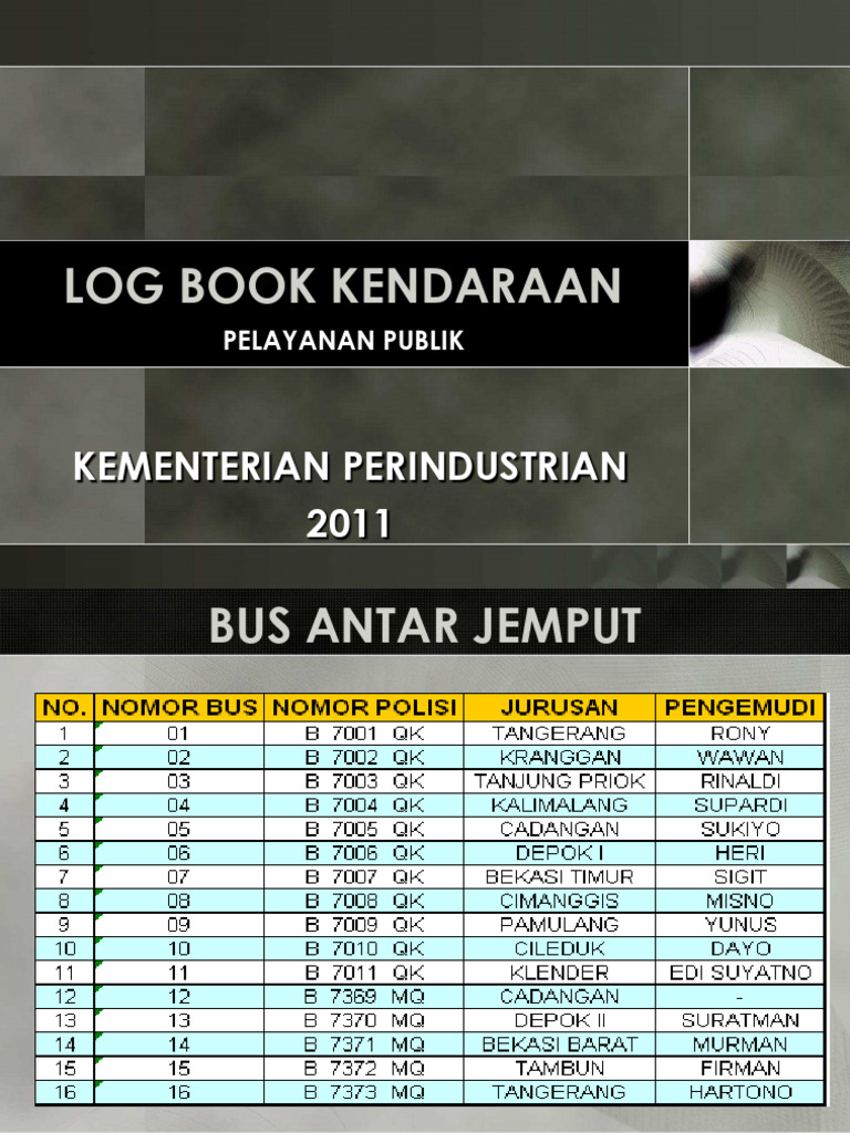 Log Book Kendaraan | PDF | Teknologi & Rekayasa