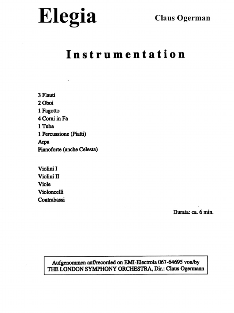 Ogerman - Elegia (FS) Hoja Simple | PDF