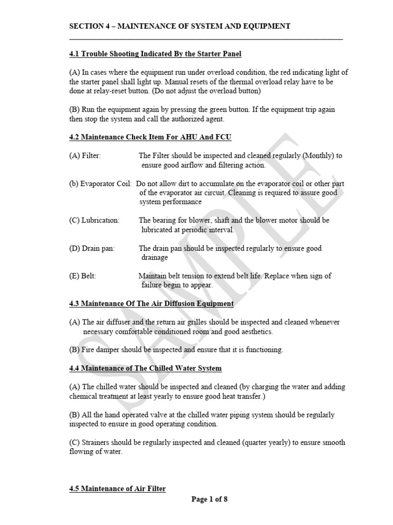 SAMPLE Sec 4 Maintenance of System and Equipment | PDF