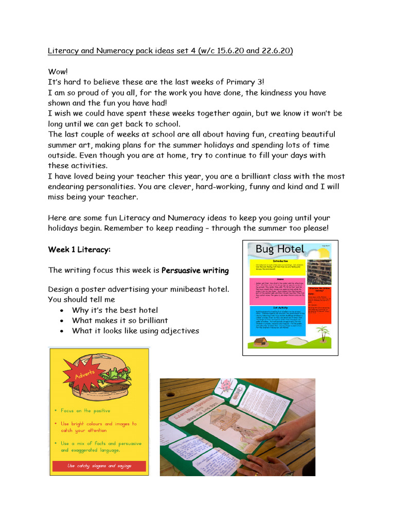 Fun Literacy and Numeracy Ideas for P3 | PDF