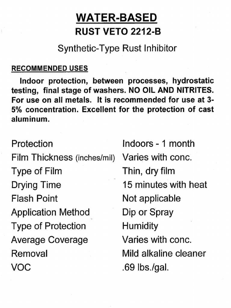 Houghton Rust Veto 210 C Spec Sheet | PDF