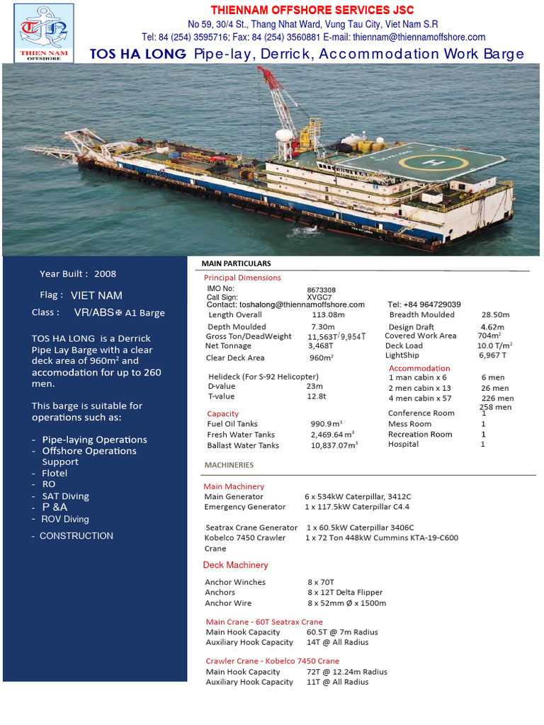 TOS HA LONG PIPE LAY Spec (Updated 30 12 19) | PDF | Crane (Machine ...