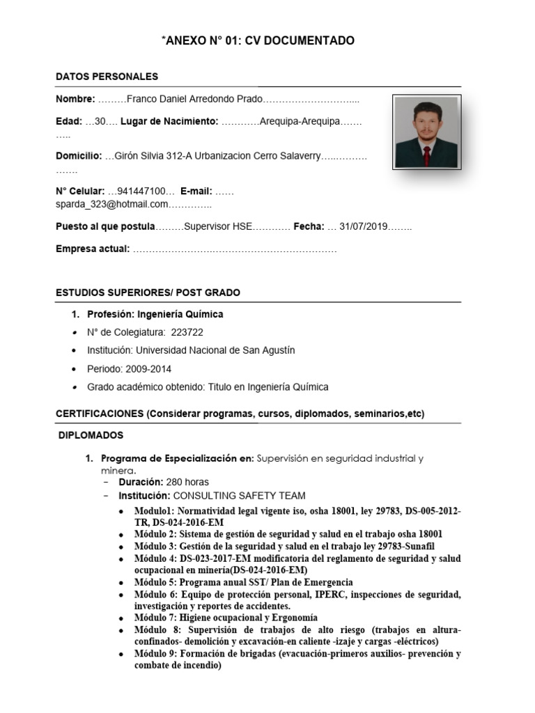 Franco Arredondo Cv | PDF | Presupuesto | Business