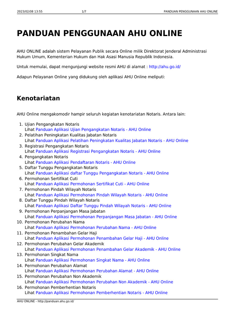 Panduan Penggunaan Ahu Online | PDF