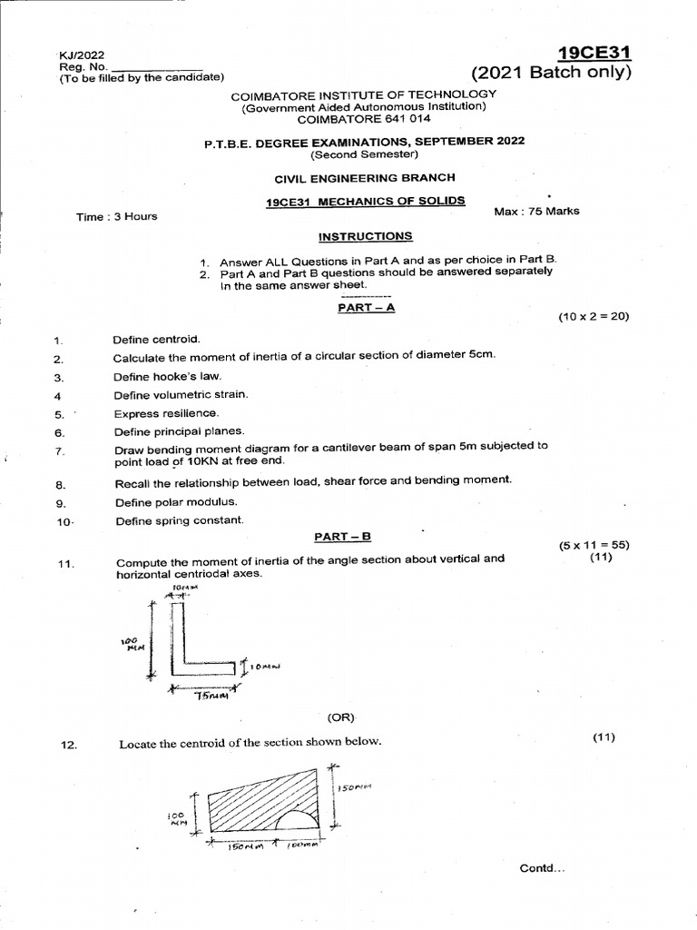 Strength of Material Question Papers | PDF