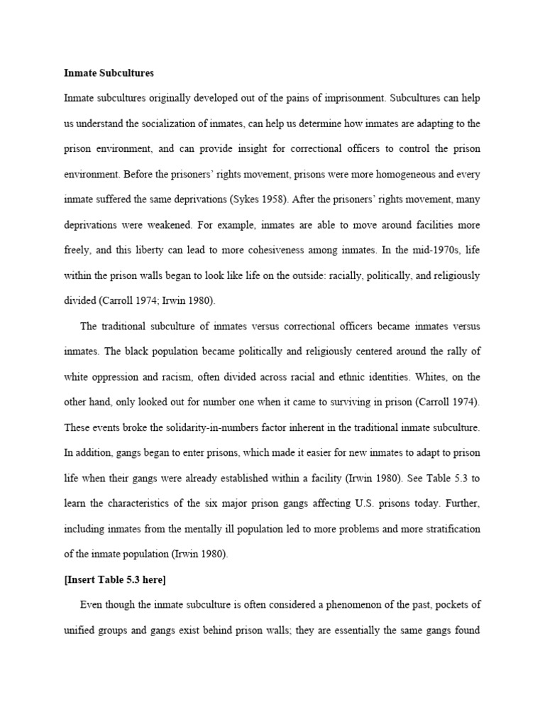 5-Inmate Subcultures | PDF | Prison | Prisoner