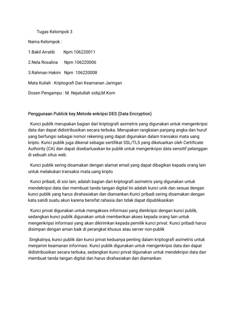 Kriptografi: Kunci Publik & DES | PDF | Komputer