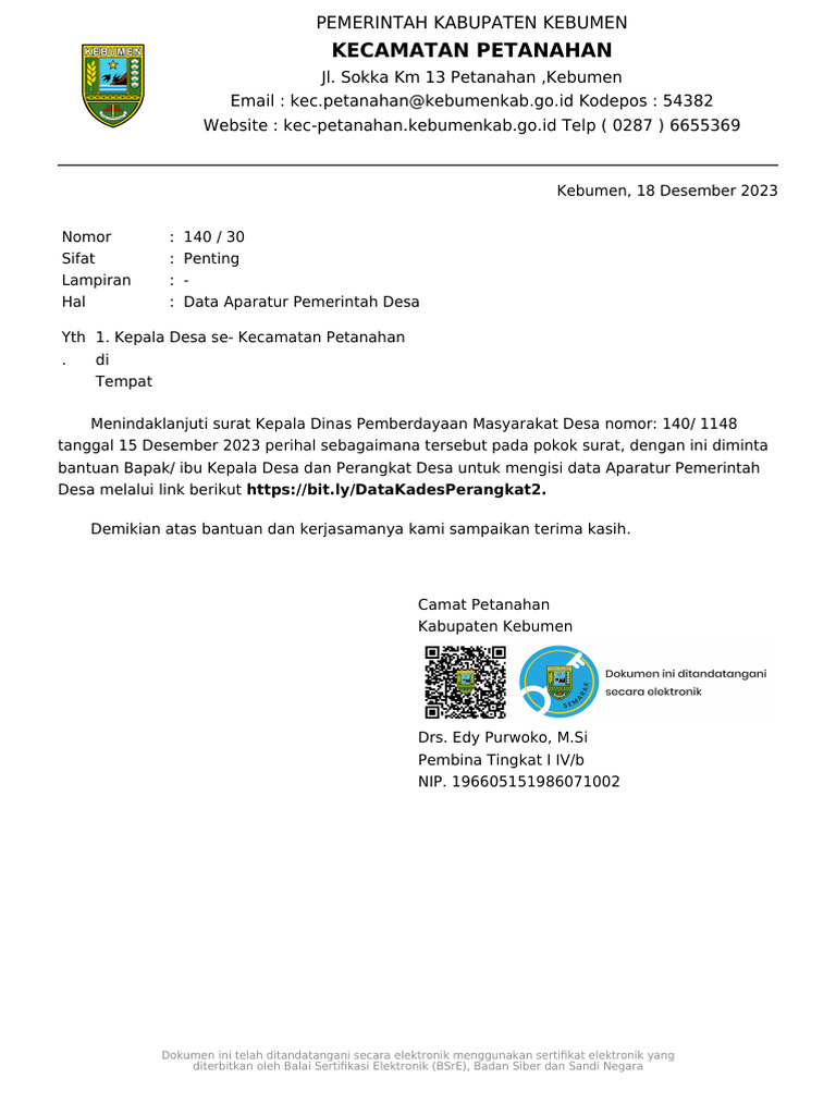 Data Aparatur Pemerintah Desa | PDF