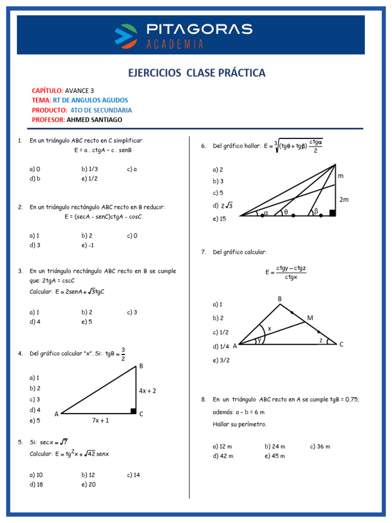 Angulos Agudos Prac | PDF | Geometría Elemental | Geometría del plano euclidiano