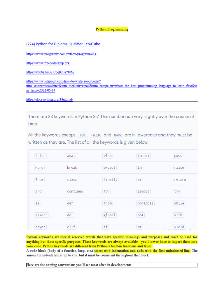 Python Programming | PDF | Namespace | Scope (Computer Science) Python Programming | PDF | Namespace | Scope (Computer Science)