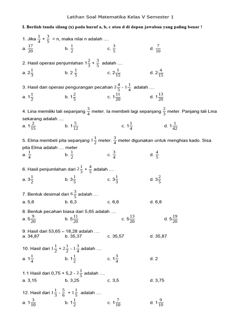 Latihan Soal Bab Pecahan | PDF
