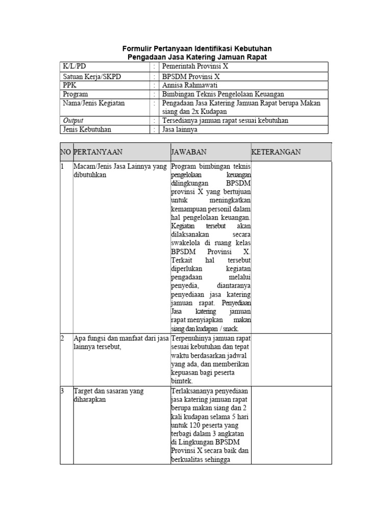 Lampiran 3 - Form Identifikasi Kebutuhan | PDF
