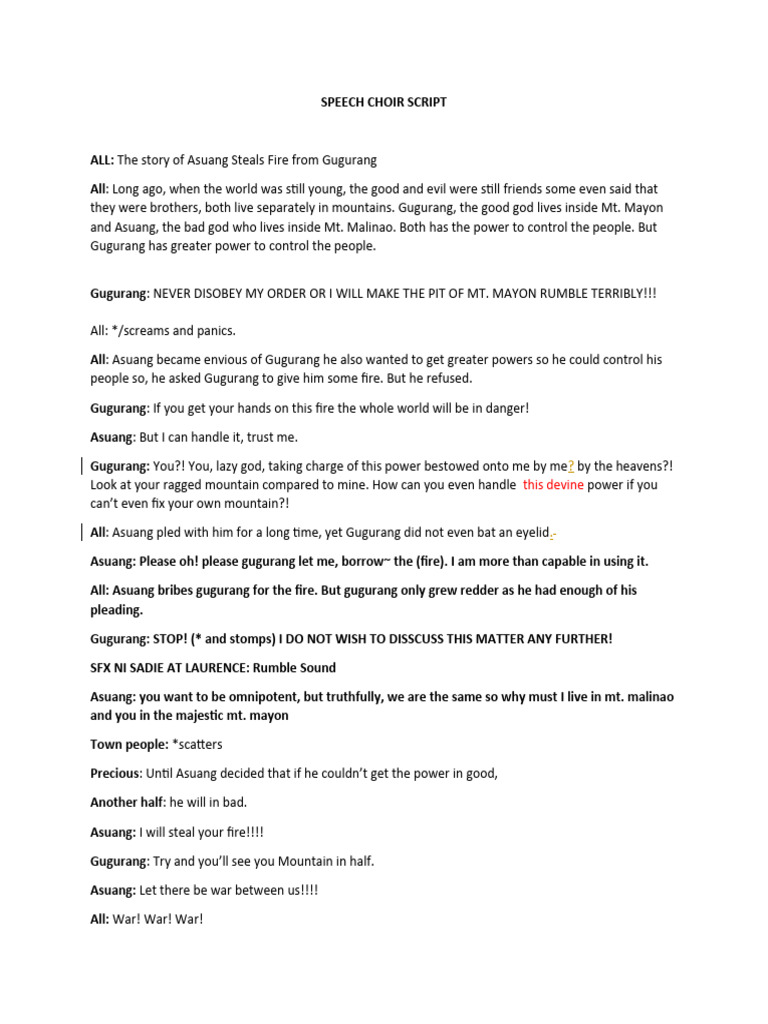 Sapeech Choir Script | PDF