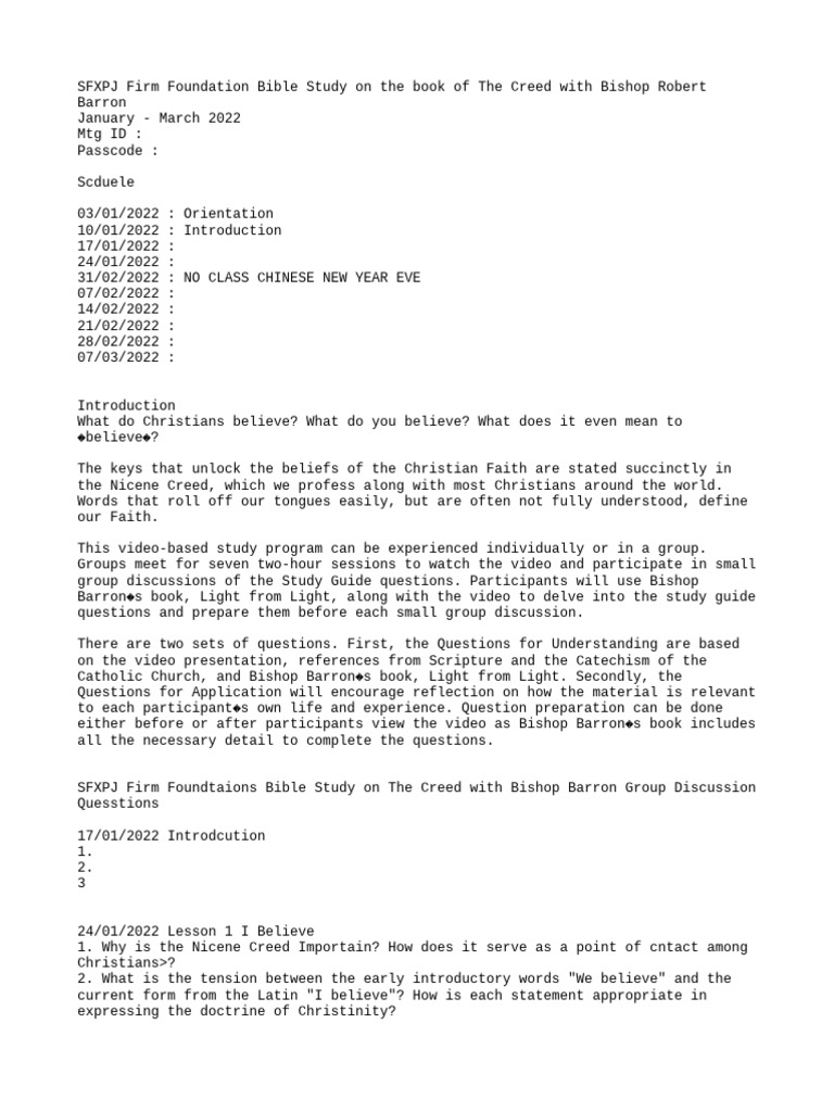 SFXPJ Firm Foundation Bible Study On The Book of The Creed With Bishop ...