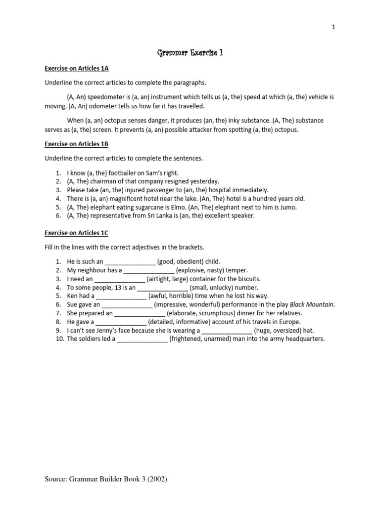 Grammar Exercises | PDF | Verb