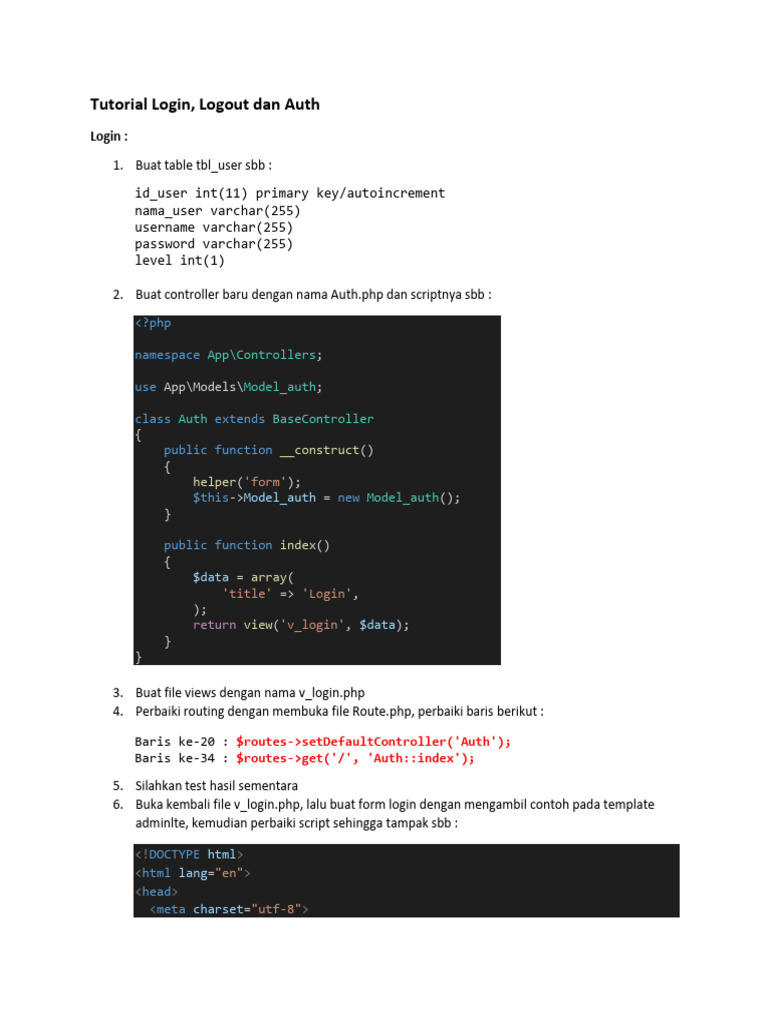 Tutorial Login, Logout Dan AuthFilter | PDF | Computers | Technology ...
