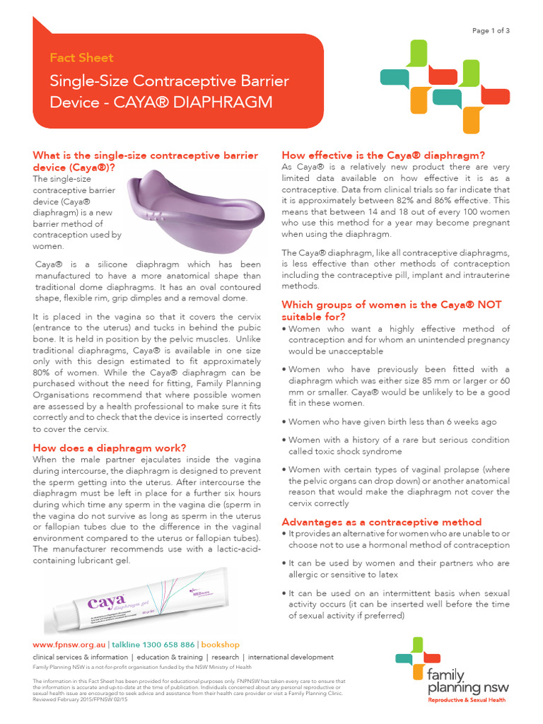 Caya Diaphragm Fs 1 | PDF | Birth Control | Vagina