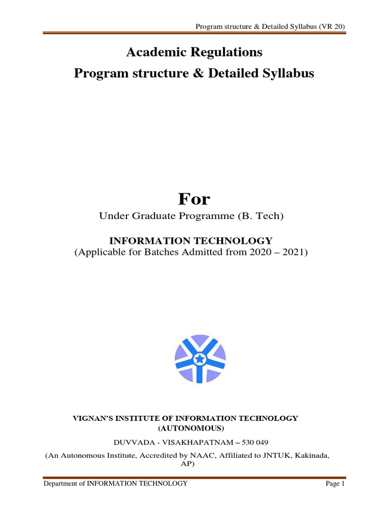 Program Structure & Detailed Syllabus VR-20 | PDF