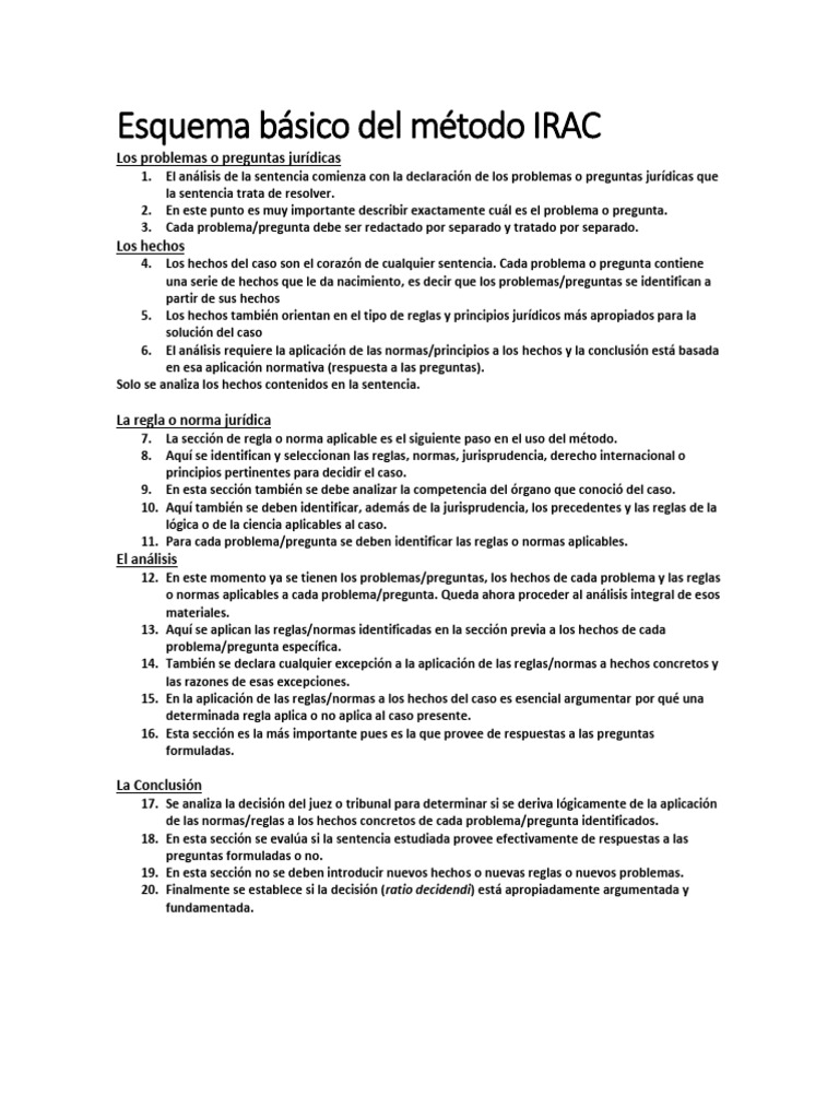 Guía del Método IRAC para Sentencias | PDF | Caso de ley | Sentencia (ley)