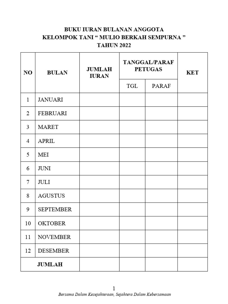 Buku Iuran Bulanan Anggota MBS | PDF | Karier & Perkembangan