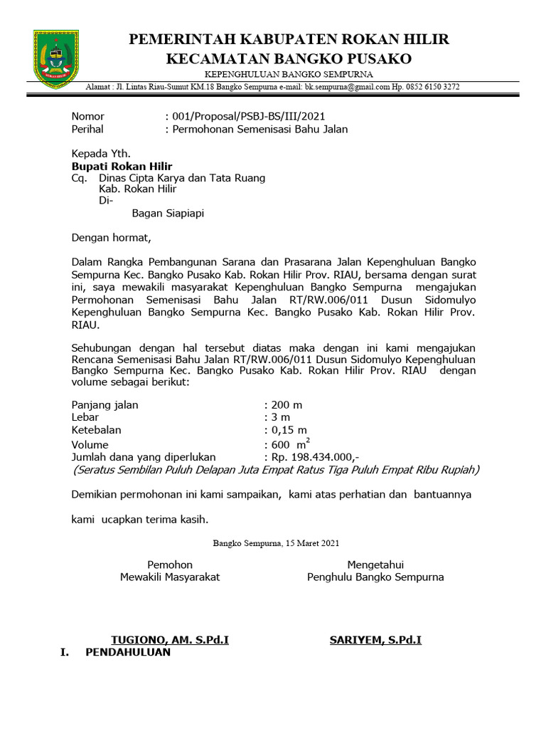 Proposal Semenisasi Jalan | PDF