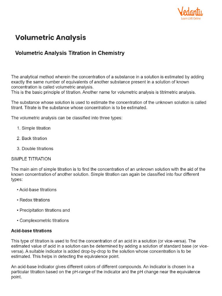 Volumetric Analysis | PDF