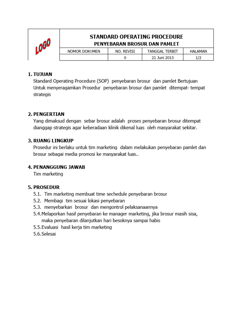Prosedur Penyebaran Brosur dan Pamlet | PDF