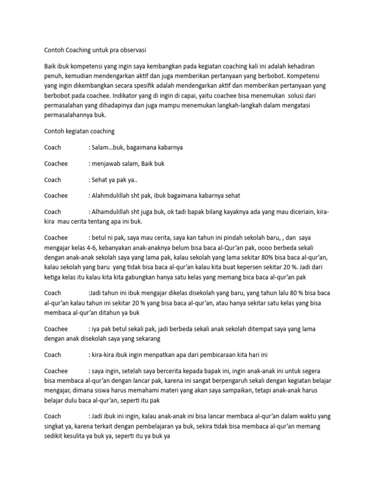 Contoh Coaching | PDF