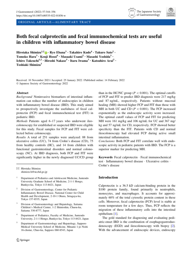 Both Fecal Calprotectin and Imuno Test in Children IBD | PDF ...