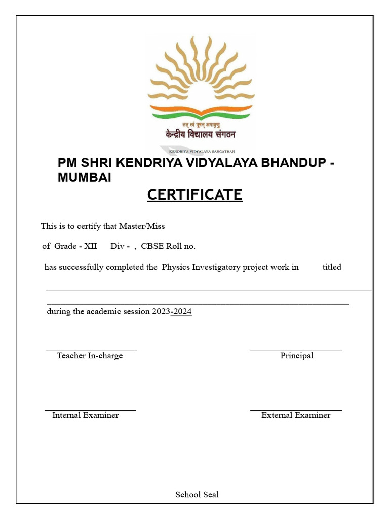 Project Certificate | PDF