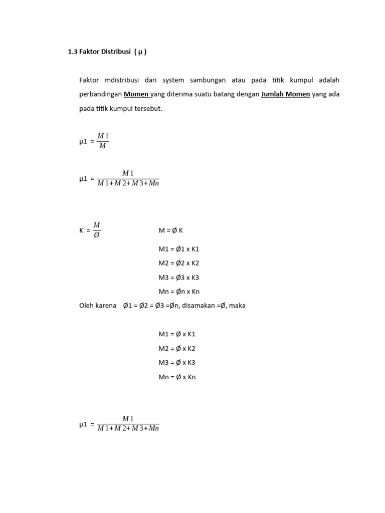 Faktor Distribusi dan Momen Primer | PDF | Metode & Bahan Ajar