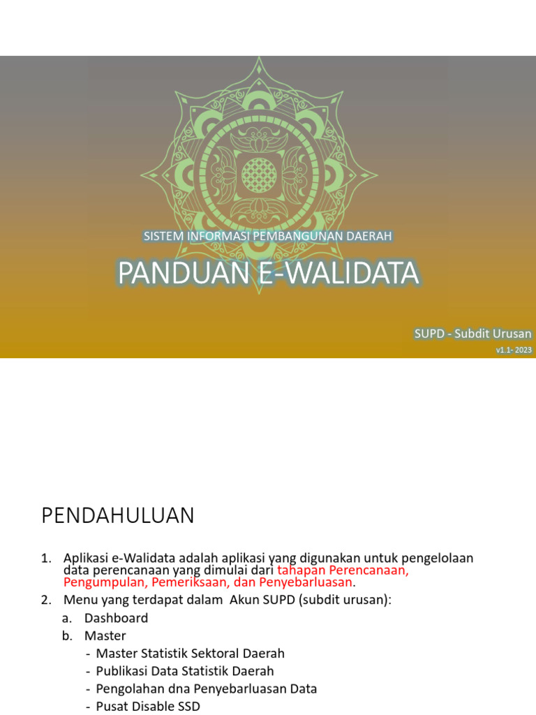 Panduan Aplikasi E-Walidata 2023 | PDF | Bisnis | Teknologi & Rekayasa