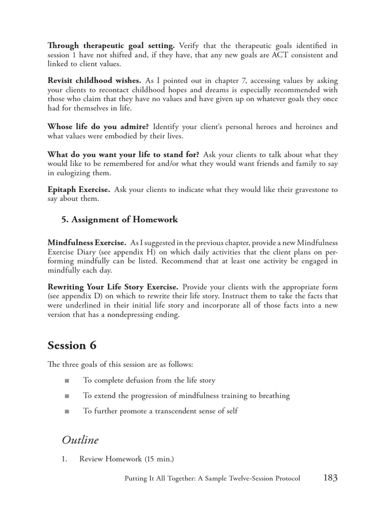 Twelve-Session ACT Protocol Guide | PDF | Mindfulness | Thought