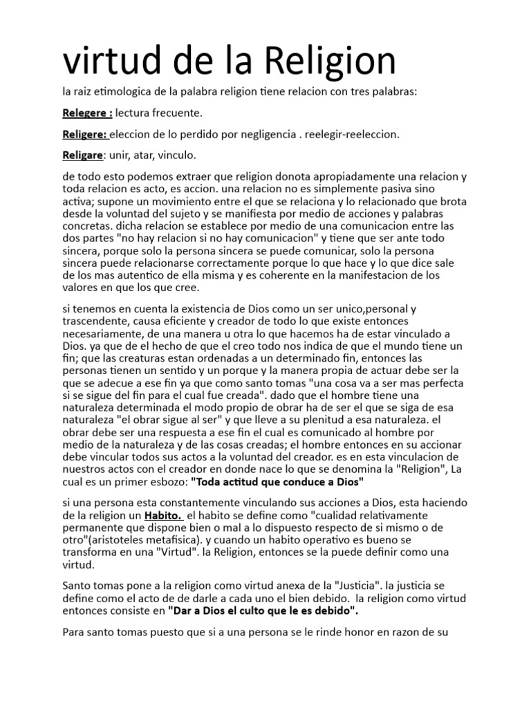 Virtud de La Religion | PDF | Tomás de Aquino | Virtud