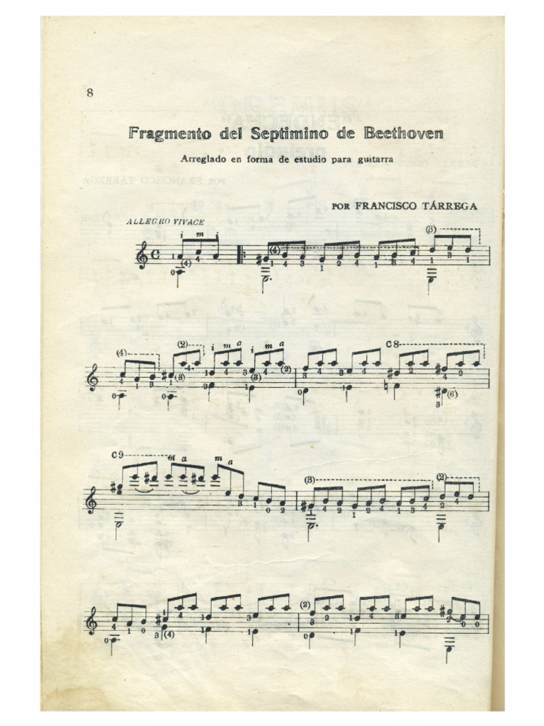 Beethoven-Tarrega Fragmento Del Septimino | PDF