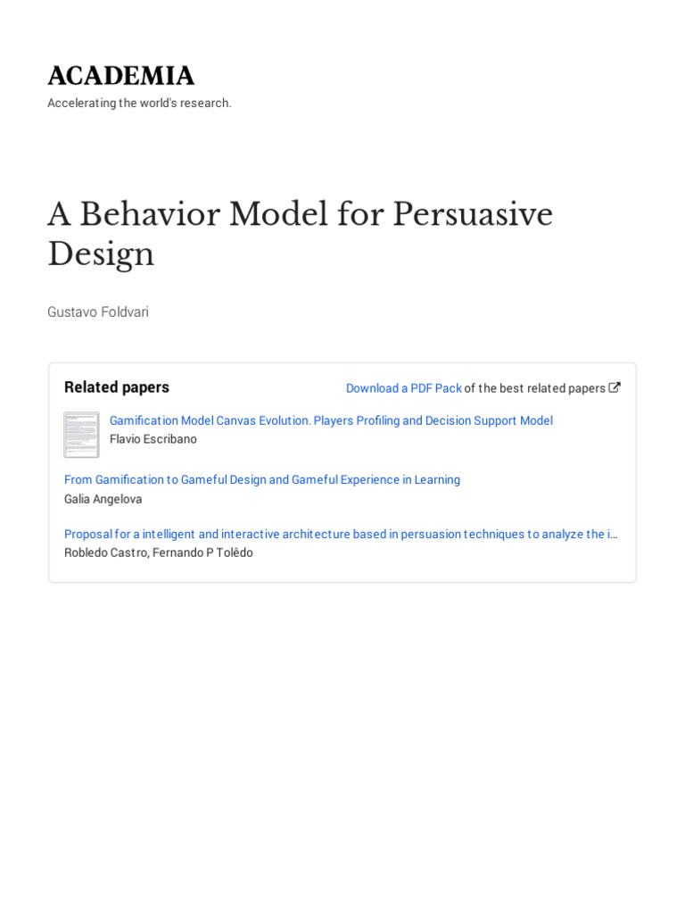 Behavior Model For Persuasive Design | PDF | Motivation | Motivational