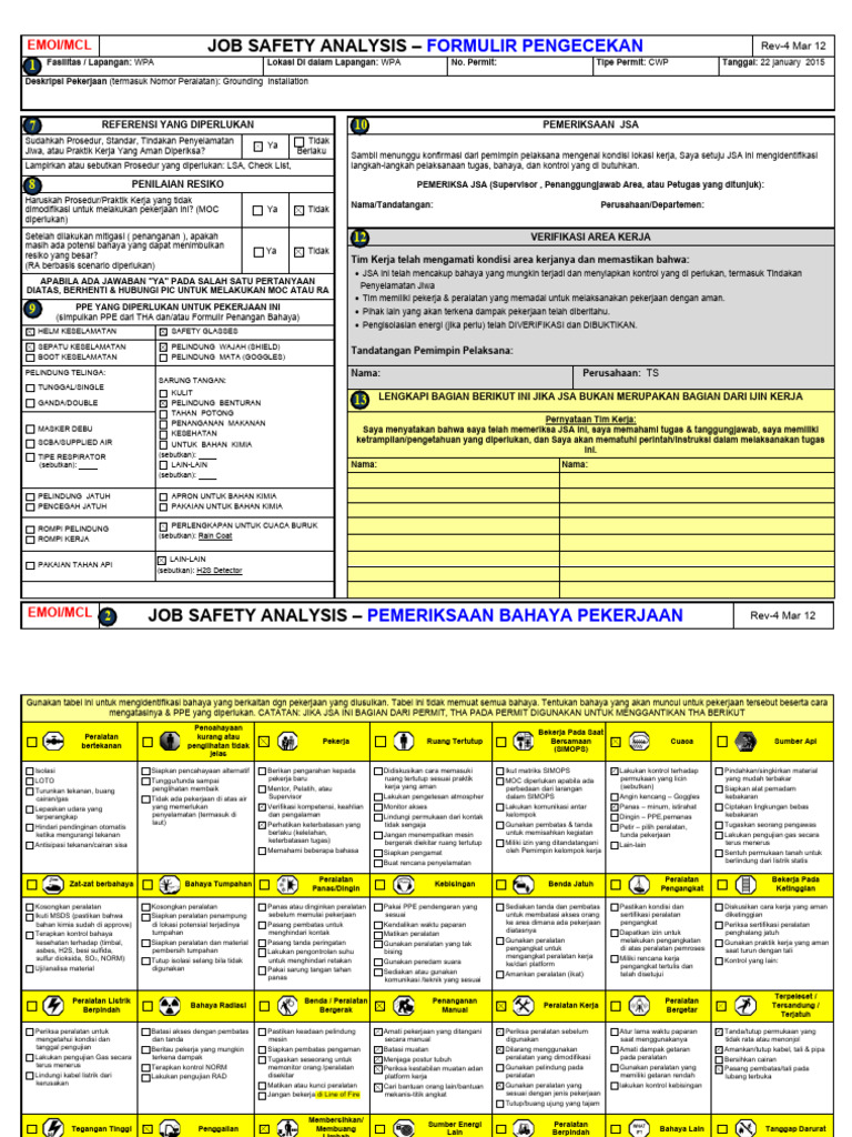 JSA Grounding Cable Installation WPA (CWP) - 1 | PDF