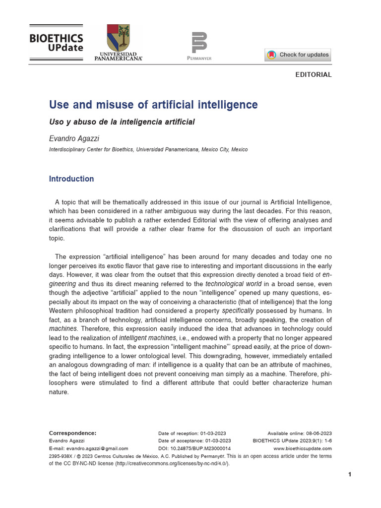 Use and Misuse of Artificial Intelligence | PDF | Artificial ...