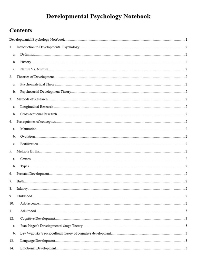 Developmental Psychology Notebook | PDF | Wellness | Science & Mathematics